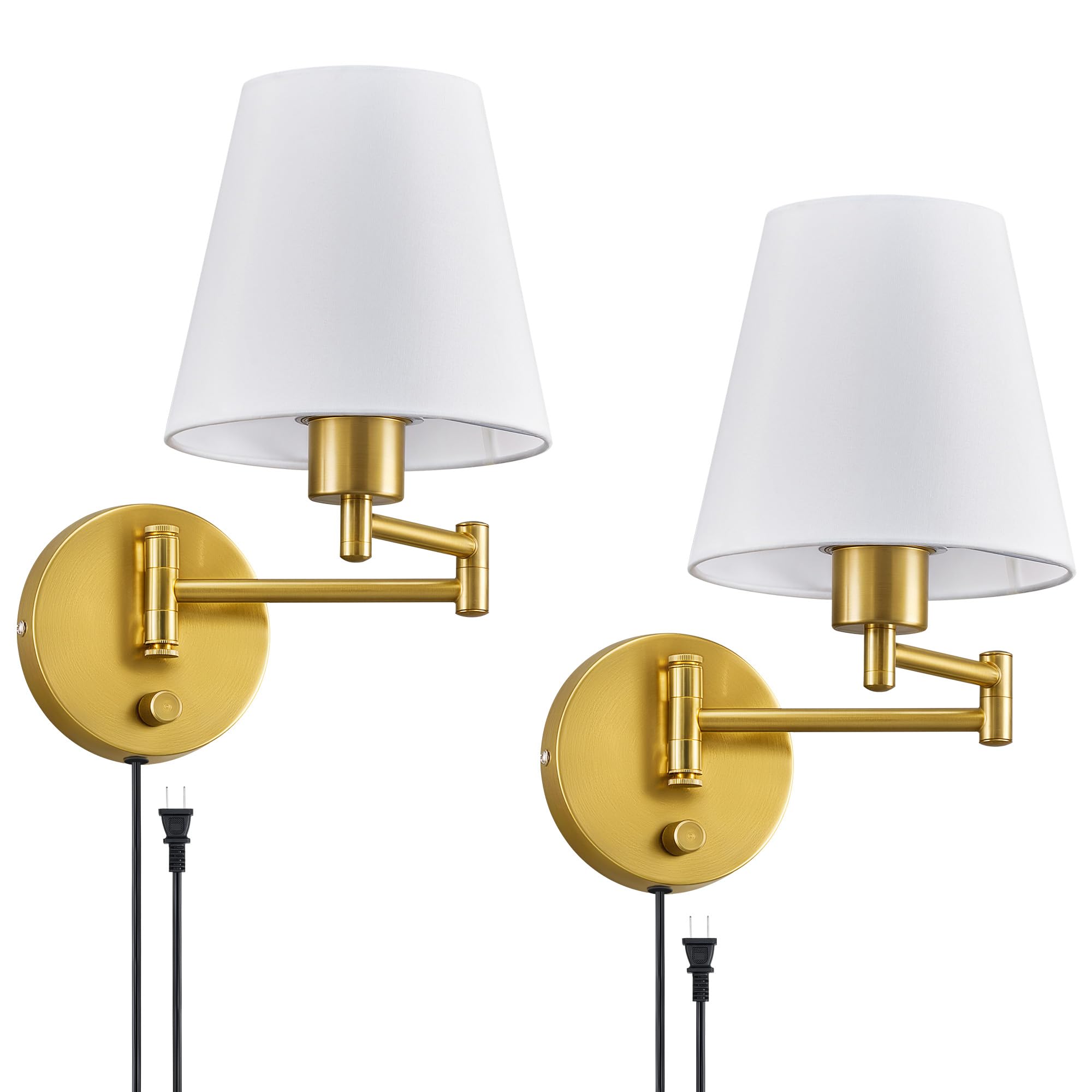 VONLUCE Wall Sconce Set of 2, Plug in & Hardwired Swing Arm Wall Lamps ...