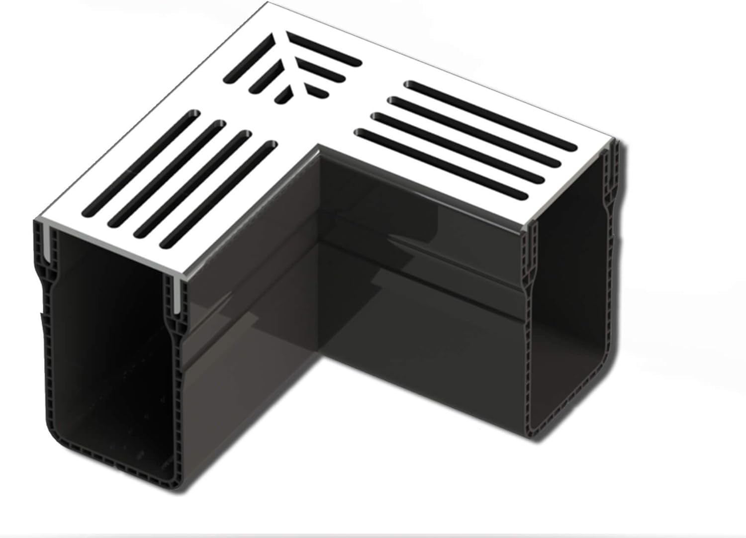 Slim Threshold Channel Drain Corner with Aluminium Grating (1, Grey ...