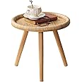 HuiDao Rattan Round Coffee Table, Boho Circle Side Table End Table for ...