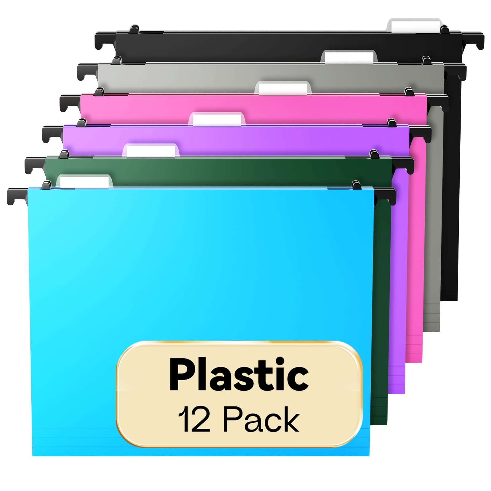 NORDUN Plastic Hanging File Folder Assorted Colors,Letter Size,12 Pack ...