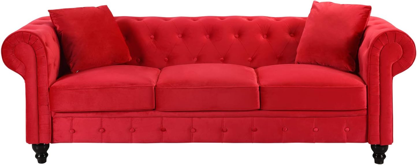 Amazon.com: Divano Roma Classic Sofas, Large, Red: Furniture & Decor