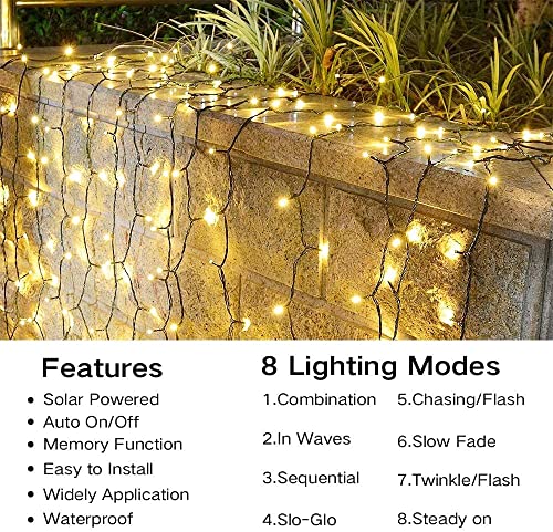 Joomer Solar Christmas Lights 72ft x 2 Pack 200 LED 8 Modes Solar ...