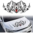 Amazon.com - JSCARLIFE Flaming Wolf Head Car Decals, Practical Car Hood ...