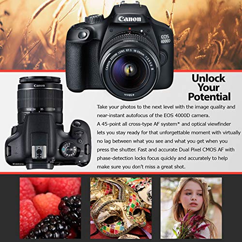 Canon EOS 4000D DSLR Camera and EF-S 18-55 mm f/3.5-5.6 Lens ...