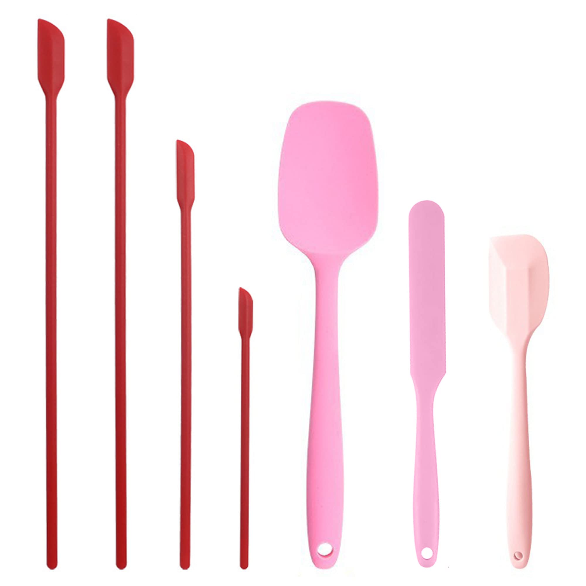 Mini Silicone Spatula Set 7PCS Small Jar Spatula with Long Handle ...