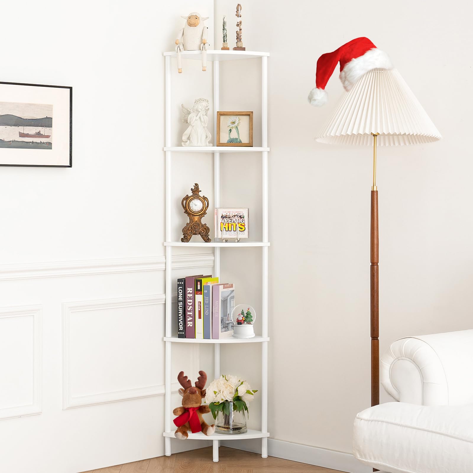 Yoobure Corner Shelf Stand, 5-Tier Corner Bookshelf, Tall Corner ...