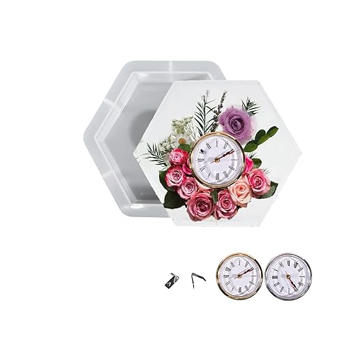 gotosee Silicone Resin Mold Clock, Large Hexagon Epoxy Resin Molds for ...