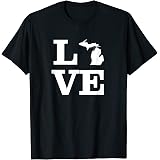 Amazon.com: Michigan Love Shirt MI State Home Pride Map Distressed Tee ...