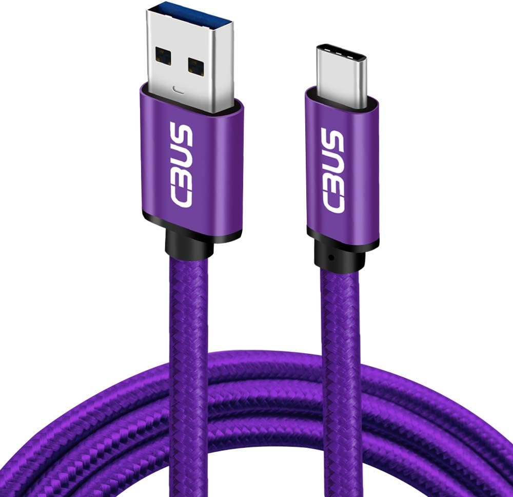CBUS 6ft Purple 3A Heavy-Duty Double Braided Cable USB-C 3.2 to USB-A 3 ...