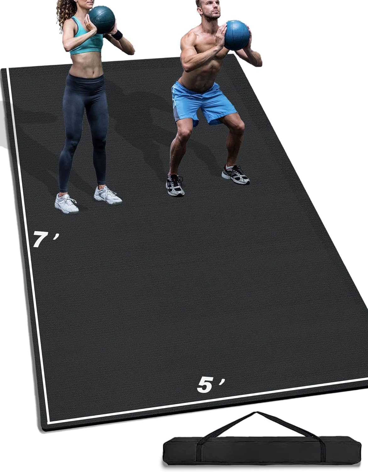 TanMana 7' x 5' x 7mm Extra Large Exercise Mat, [35 Sq.Ft] Heavy-Duty ...