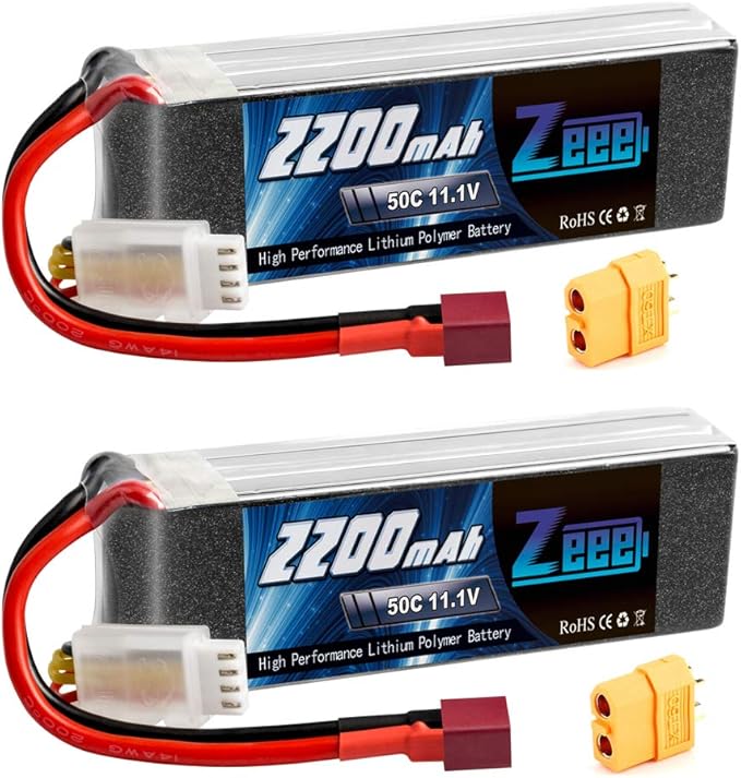 Zeee 11.1V Akku 2200mAh 3S 50C RC Lipo Batterien mit mit Deans T Stecker für RC Auto, Truck ...