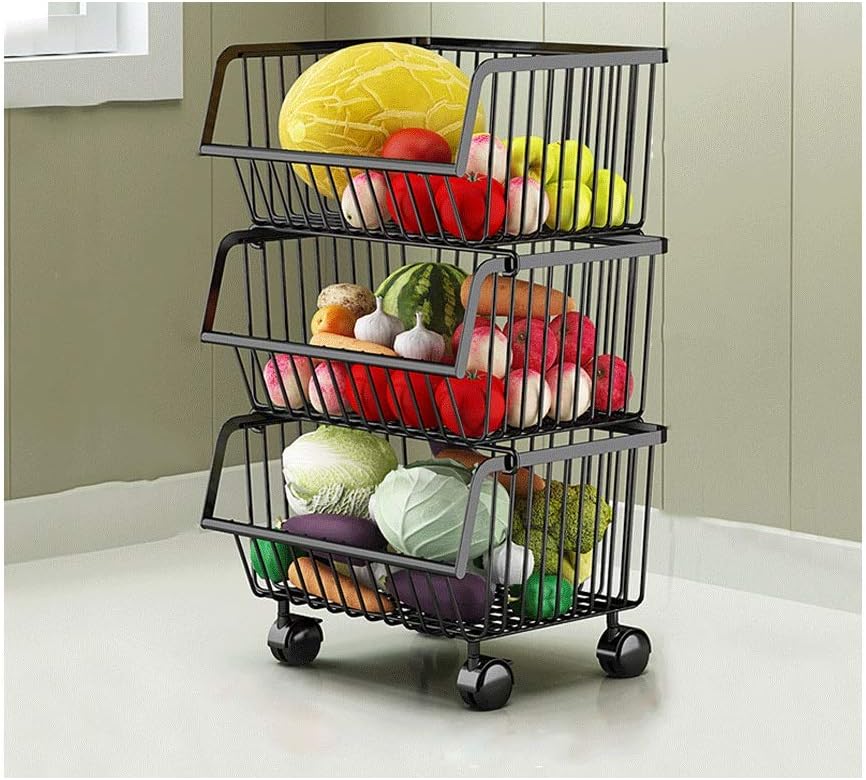 GAOJUNMEI Rack de Acero Inoxidable de 3 Capas, Cesta de Almacenamiento ...