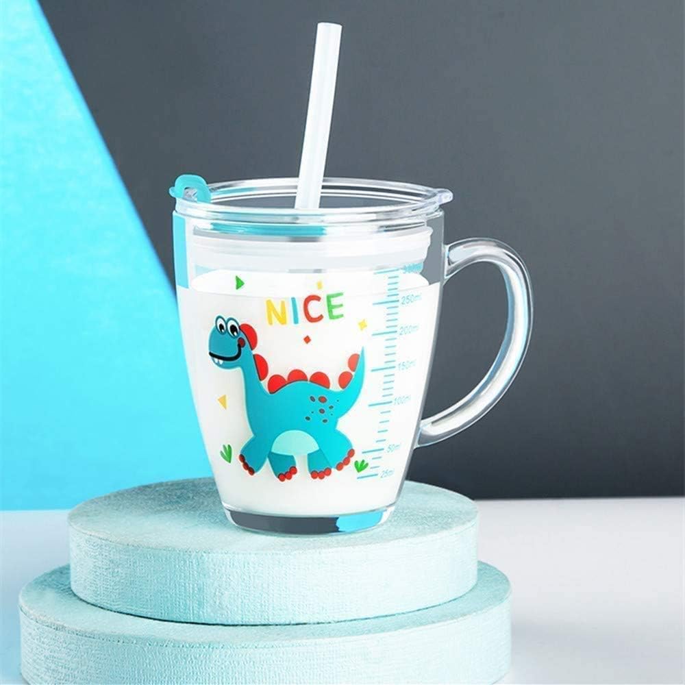 Glass Milk Cup with Measuring Kids Microwave Leak-proof Sippy Cup 300ml ...