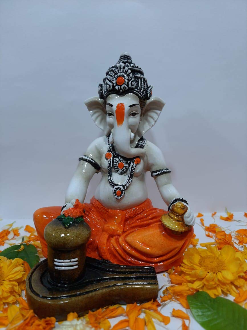 Buy Jadhavs Creation Polyresine Handcrafted Lord Ganesha Shivling ...