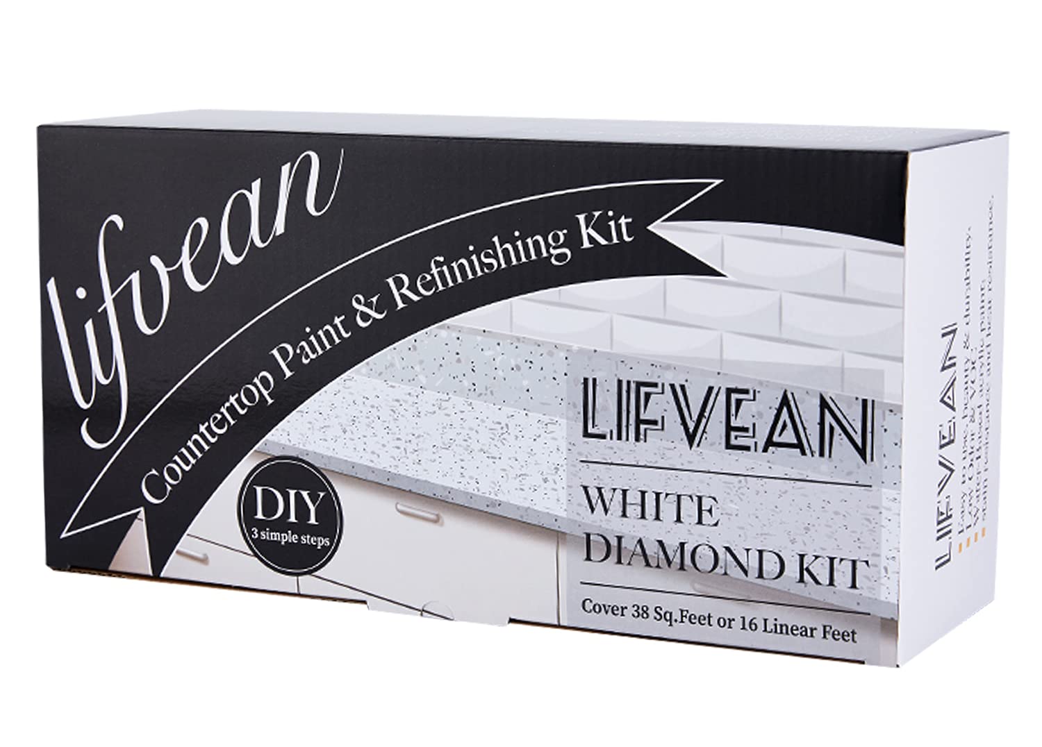 LIFVEAN Granite Countertop Paint Kit - White Diamond Counter Top ...