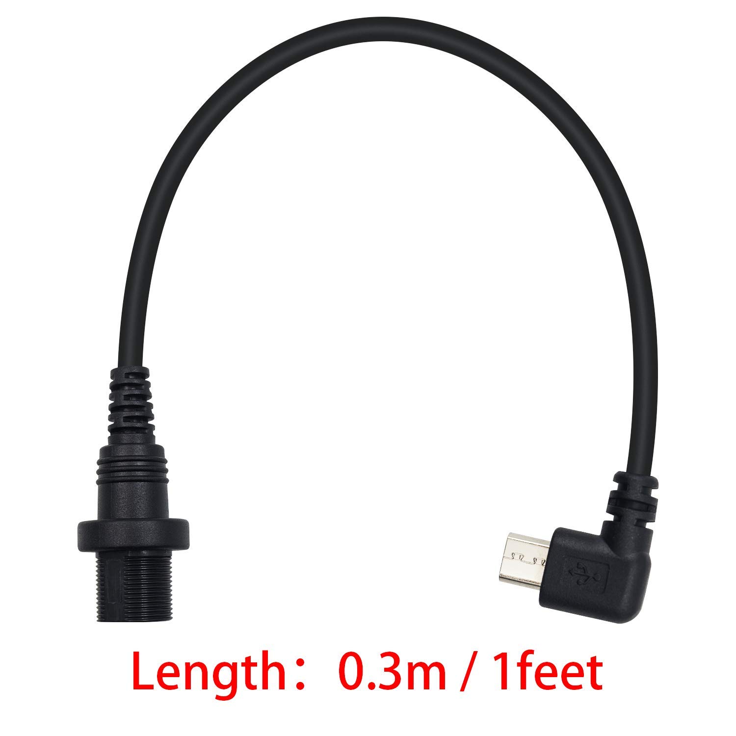 Duttek Micro USB Panel Mount Cable, Left Angled 90 Degree Micro USB ...