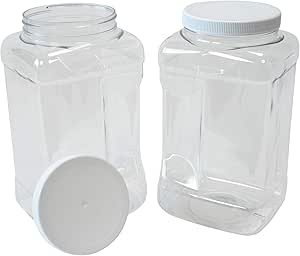 Amazon.com - CSBD 1 Gallon Clear Plastic Jars with Ribbed Liner Screw On Lids, BPA Free, PET ...