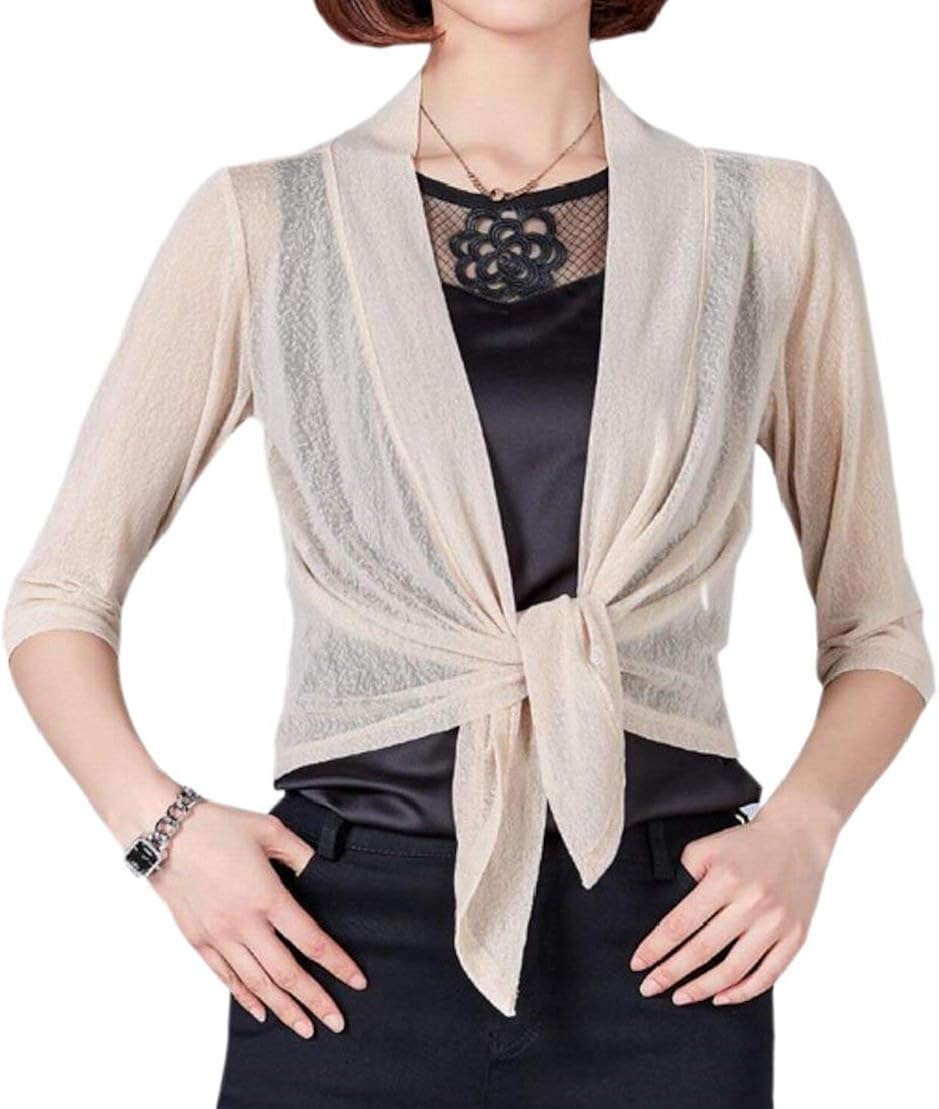 Lanceyy Capa Mujer Casual Verano Bolero Manga Larga Anudado Sencillos ...