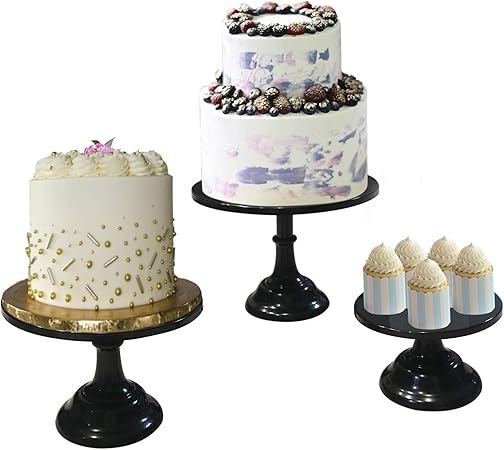 Amazon.com: 3 Pieces Cake Stand Set Black Metal Cupcake Holder Dessert ...