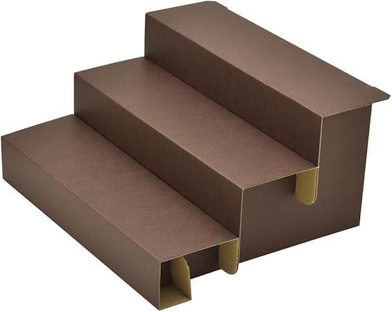 TAKA Knockdown Cardboard Risers 3 Step Display for Jewelry Brown W 11. ...