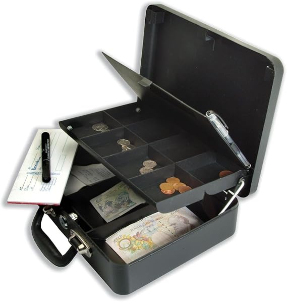 Helix Petty Cash Box with Removable Coin Tray: Amazon.co.uk: Office ...