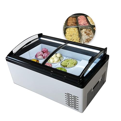 Mvckyi 6.35 Cu. Ft. Hard Ice Cream Display Cabinet with LED Light ...