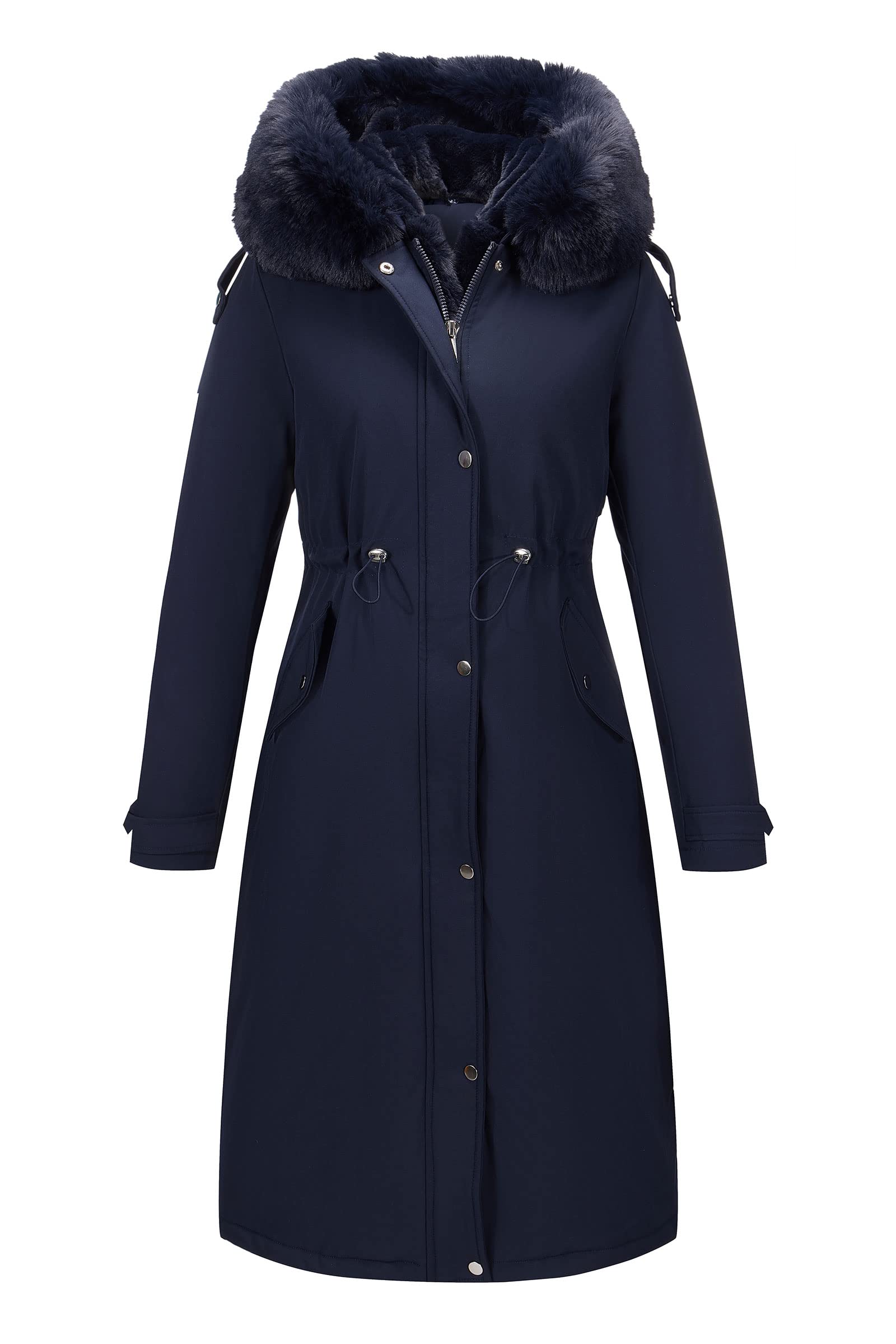 RISISSIDA Puffer Jacket Women Winter Parka Down Faux Fur Lined Puffy Coat with Long Collar Hood ...