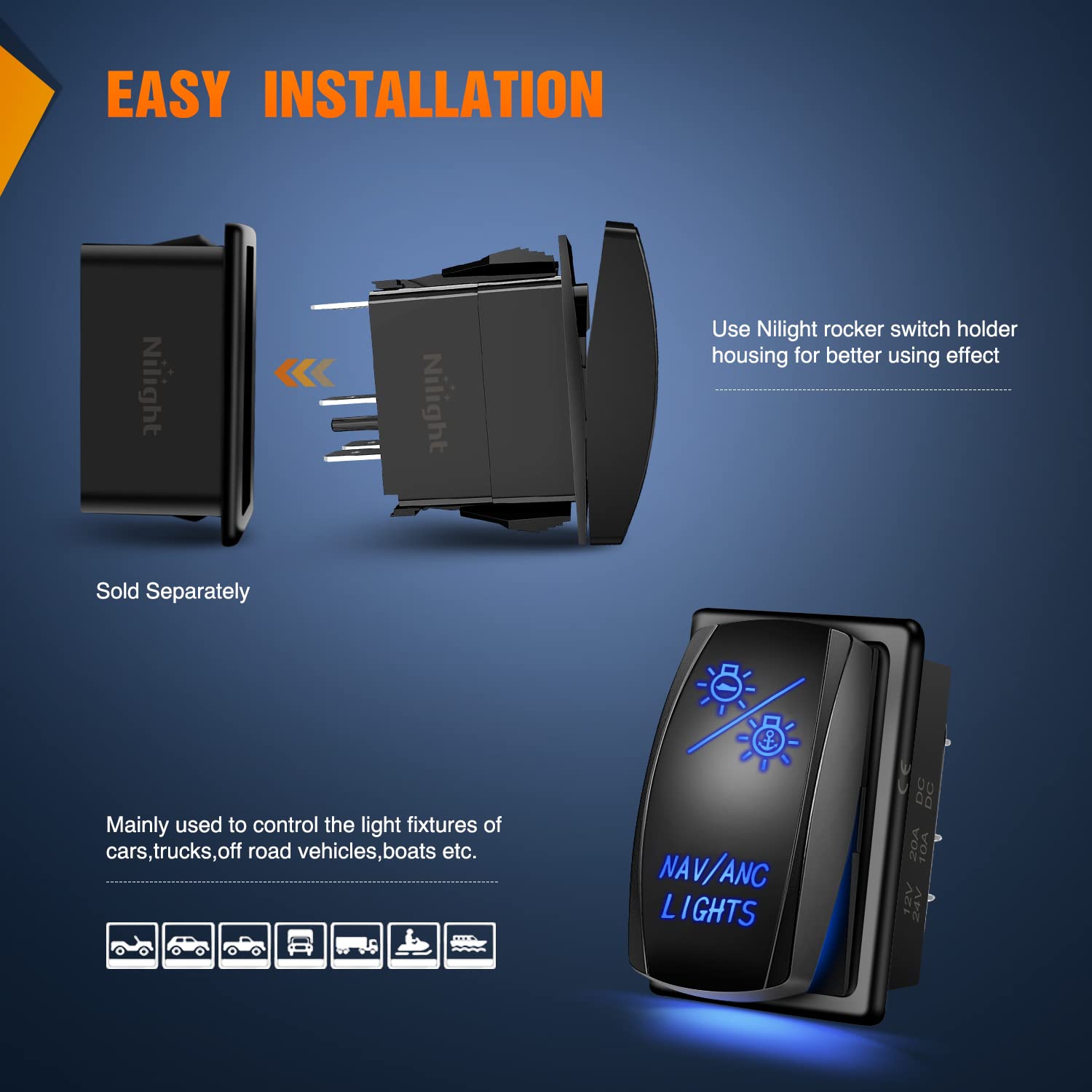 Mua Nilight NAV/ANC Rocker Switch 7Pin Navigation Anchor Lights Toggle ...