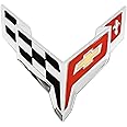 Amazon.com: 1Pcs Corvette C8 Emblem Front Bumper Crossed Flags 3D Logo ...