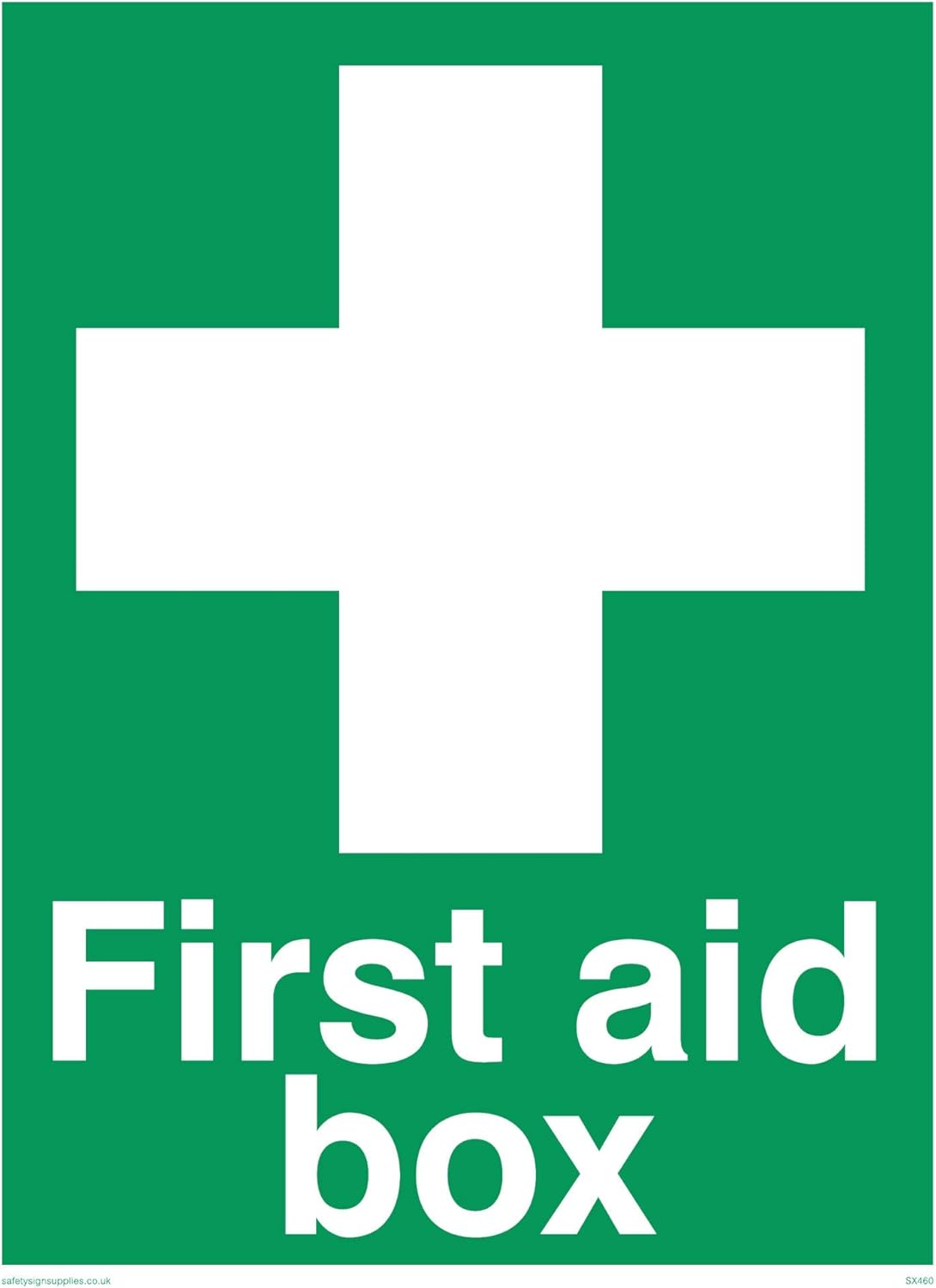 Viking Signs SX460-A5P-1M”First Aid Box” Sign, 1 mm Semi-Rigid Plastic ...