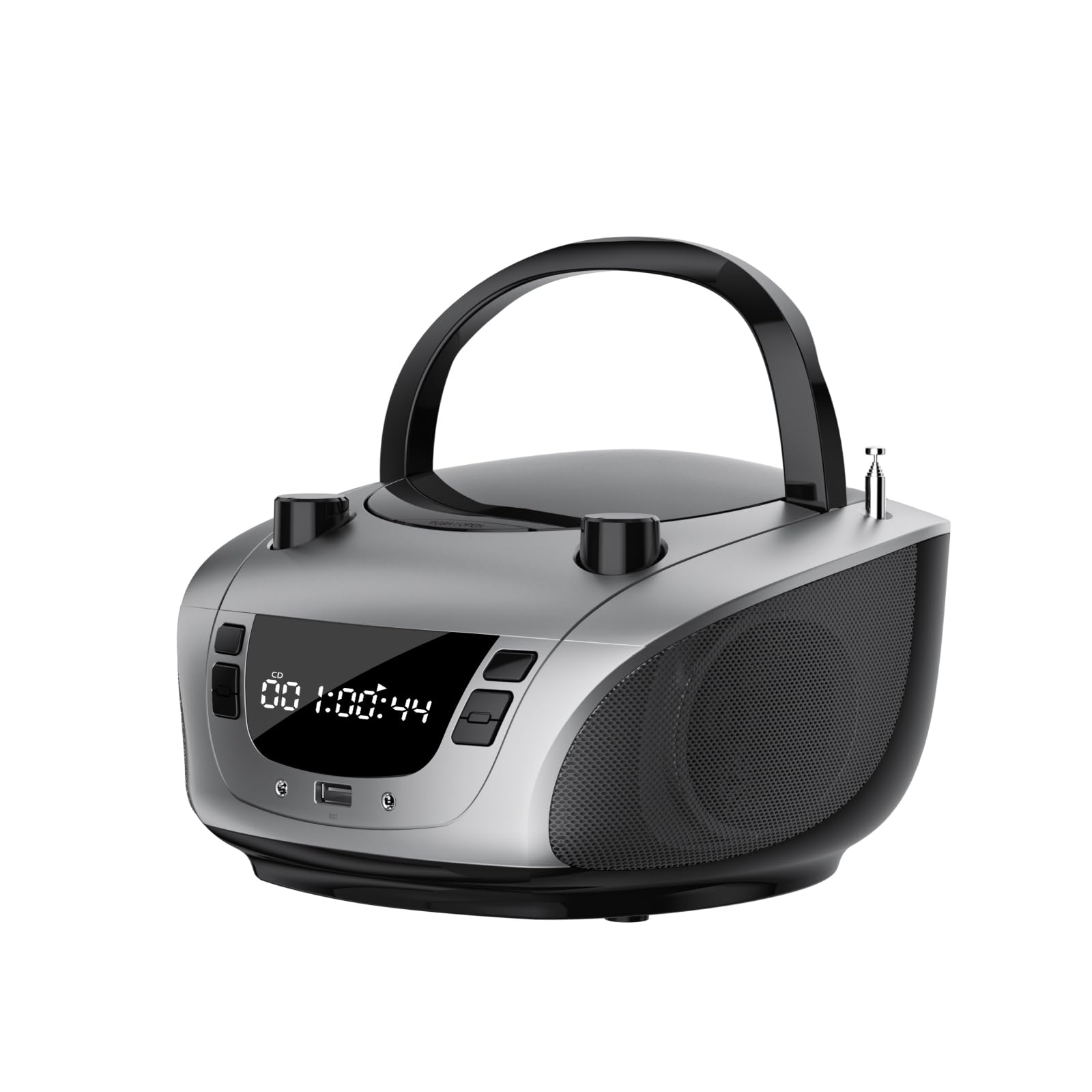 LONPOO Portable Boombox - CD Player, Bluetooth, USB, MP3, AUX, FM and ...