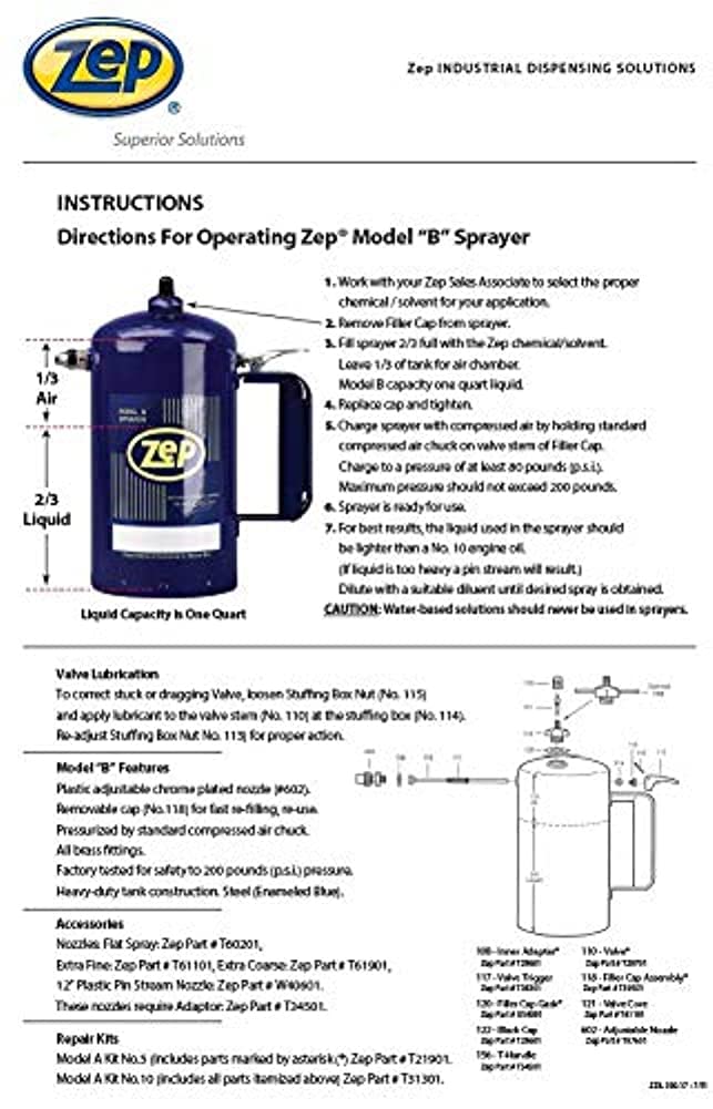 Mua Zep Model B Heavy-Duty Steel Solvent Sprayer - 32 oz (Each) 829801 ...