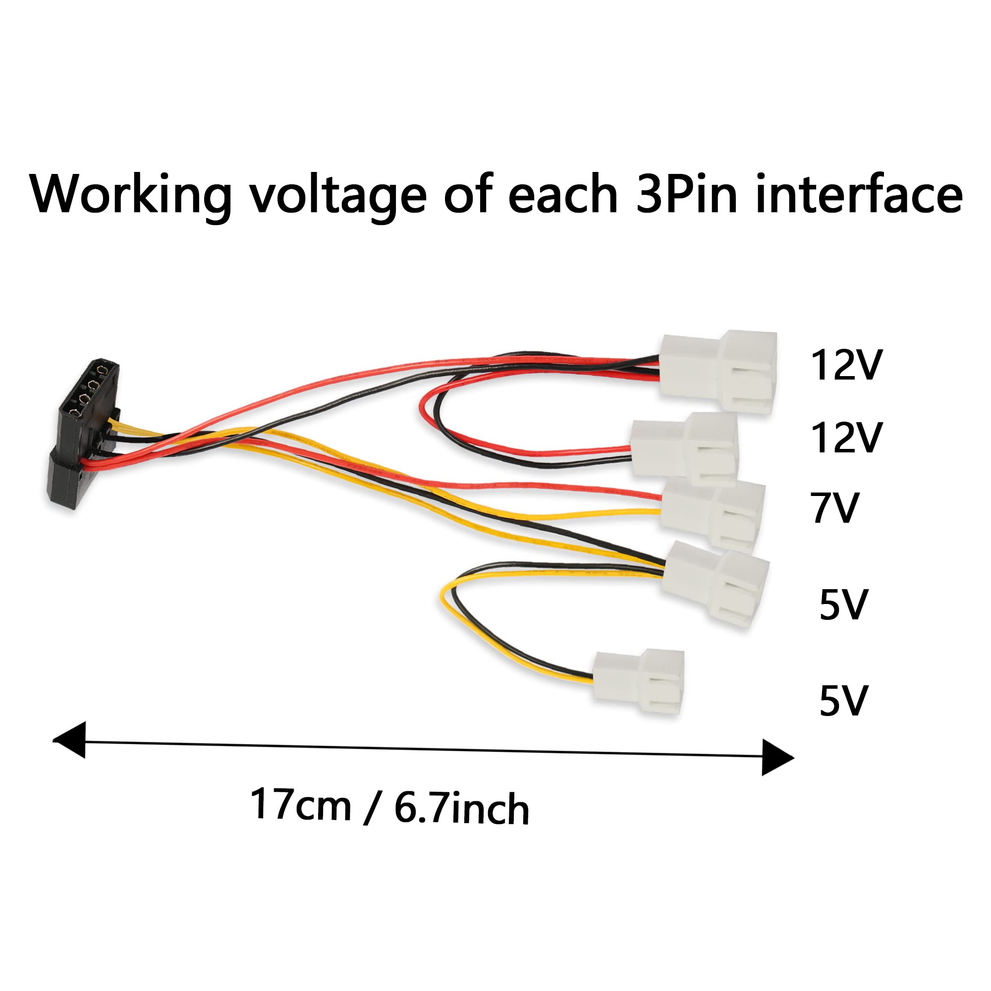 Mua PNGKNYOCN 4-Pin Molex Pass-Through to 5 x 3 Pin Fan Connector Cable ...