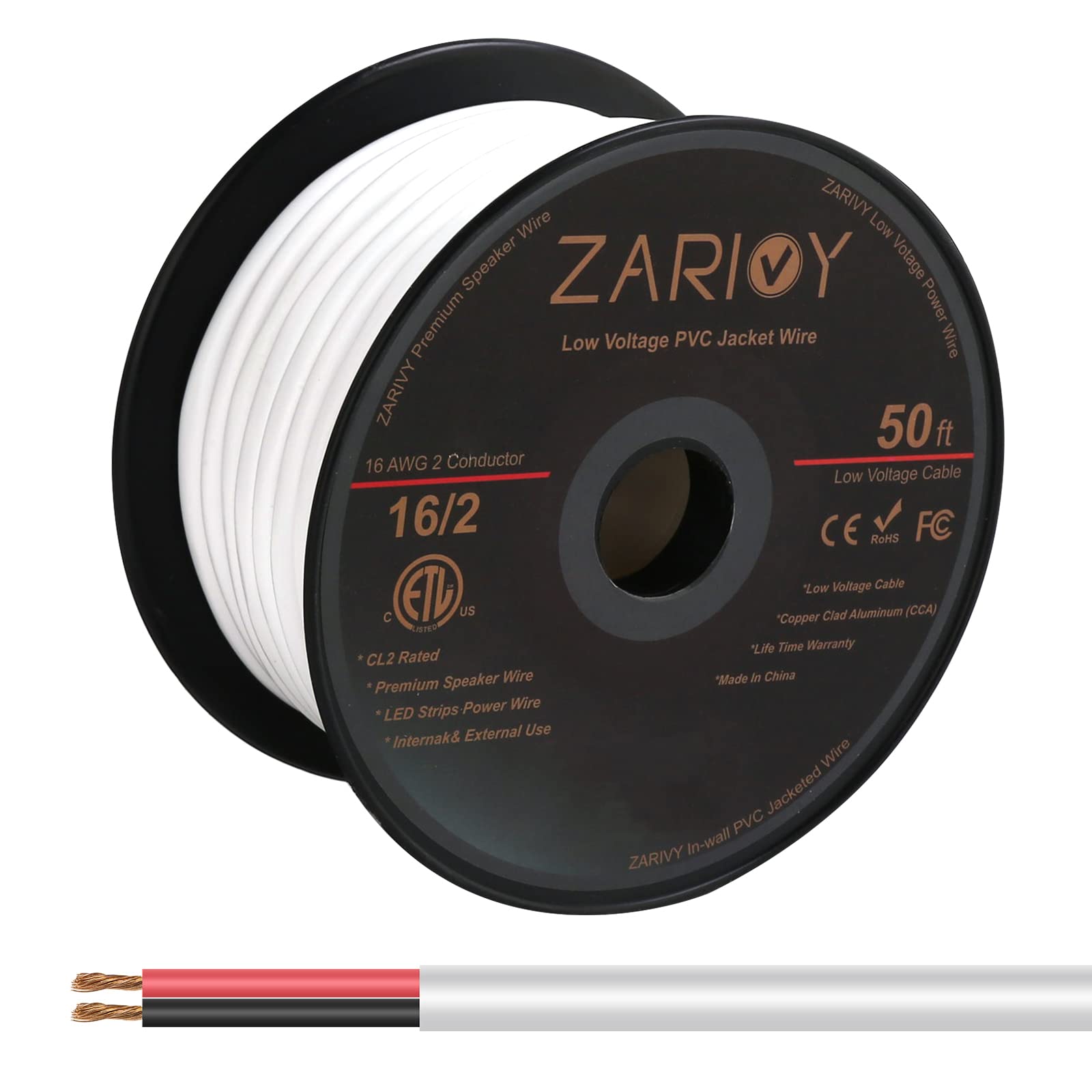 Zarivy 50 Feet 16 Gauge 2 Conductors Red Black Wire with Fire Resistant ...