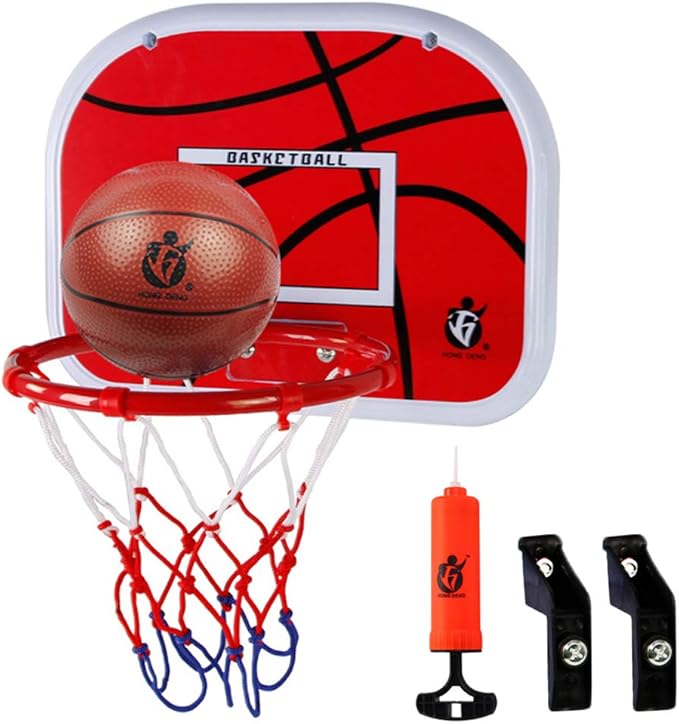 Kids Basketball Hoop Set,Wall Mounted with Air Pump Backboard Net and ...