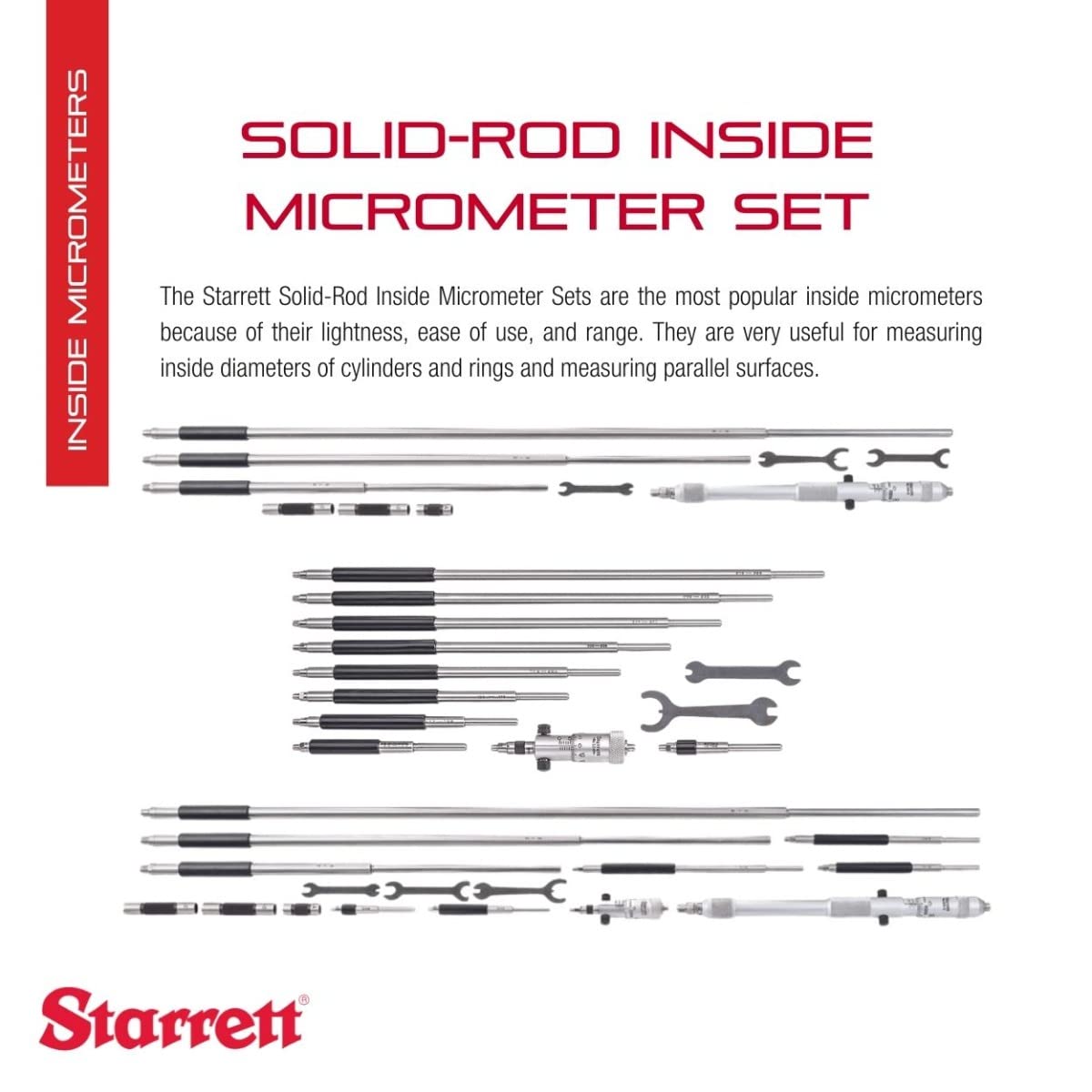 Mua Starrett Solid-Rod Inside Micrometer Set with Case, Insulated Rods ...