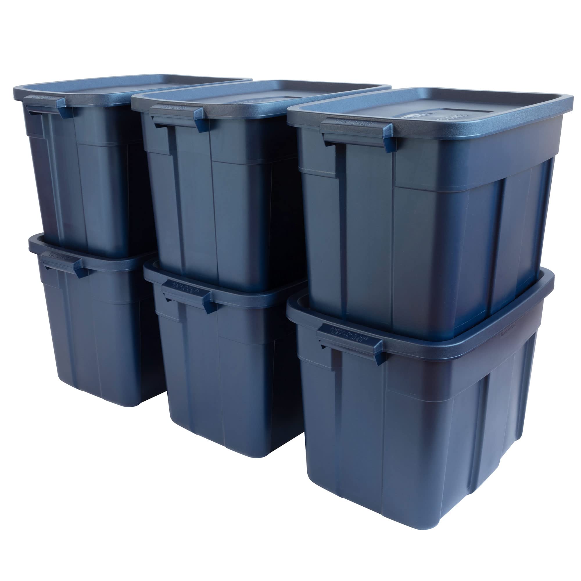 Rubbermaid Roughneck Tote 18 Gal - 6 Pack Made in the USA Dark Indigo ...