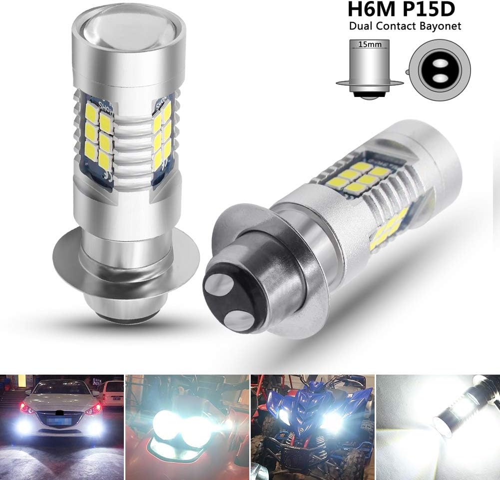 Boodled 2x H6M P15D-1 Type 15W High Power SMD LED Bulb Xenon White ...
