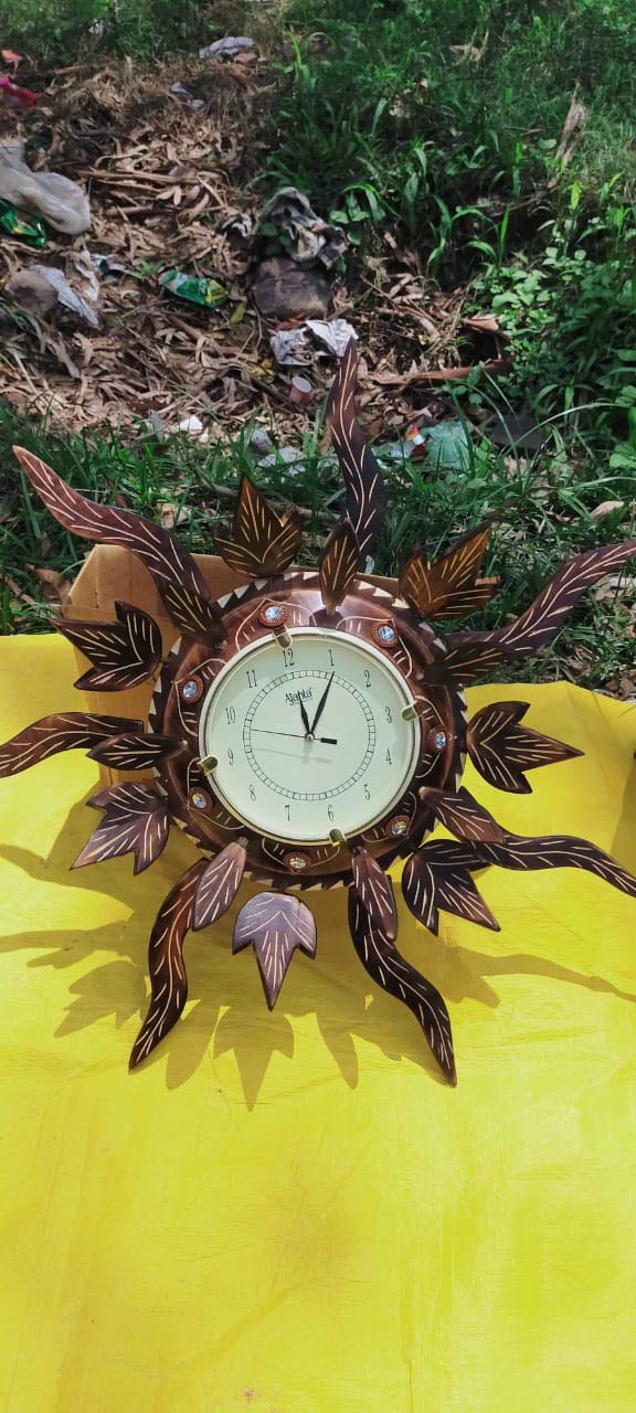 Buy Antique Wooden Classic Sun Shape Wall Clock Beautiful Handcrafted ...
