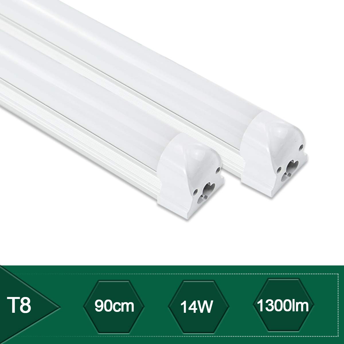 3FT LED Tube Lights T8 Fluorescent Daylight Integrated Fixture G13 90cm ...