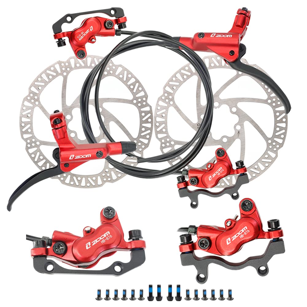 JFOYH 4-Piston Pre-Bled Hydraulic Disc Brake Set for Mountain Bike ...