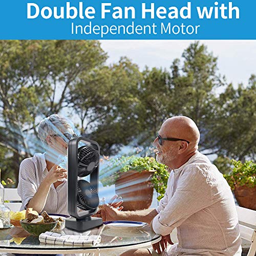 Battery Powered Fan, Large Rechargeable Fan, Dual Head Tower Fans ...