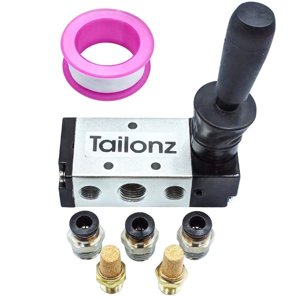 Tailonz Pneumatic 5 Way Pneumatic Air Hand Lever Valve 2 Position Operated Valve Solenoid Valve ...