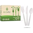 Amazon.com: Ecovita 100% Compostable Forks Spoons Knives Cutlery Combo ...