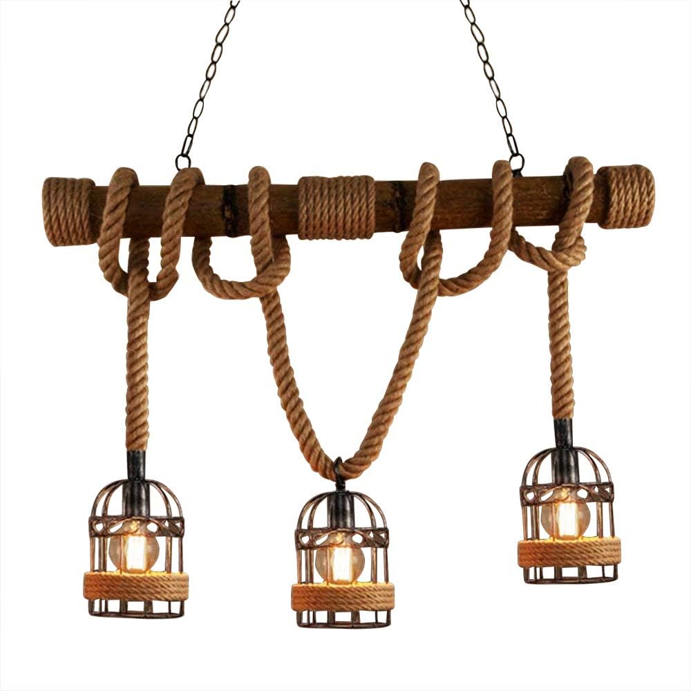 RUNNUP Vintage Rope Ceiling Lighting Pendant Light Hanging Light ...