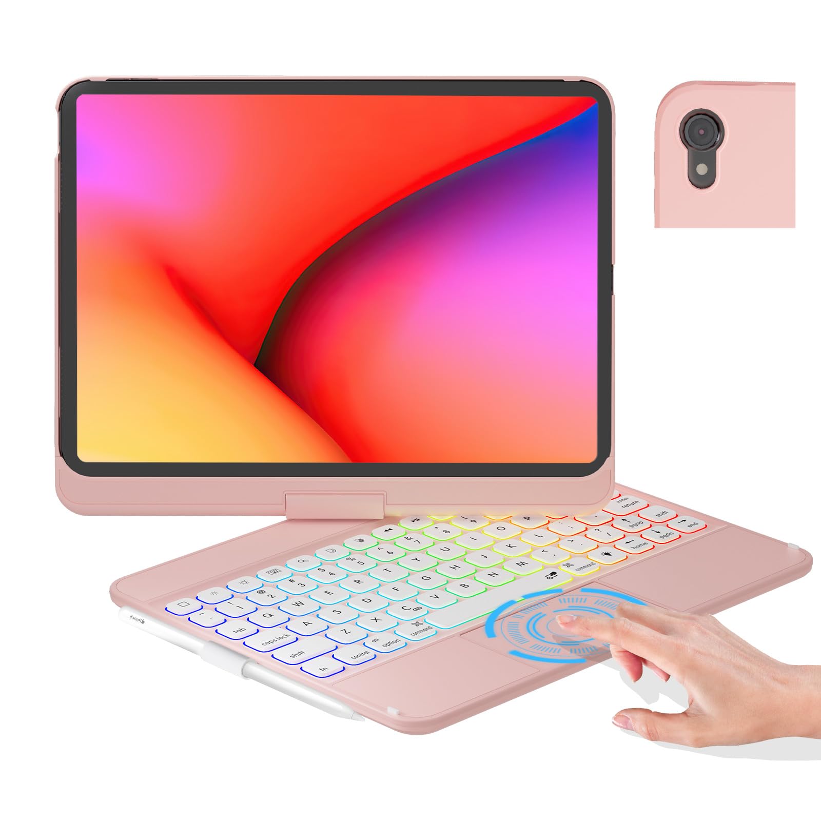 NOKBABO iPad 10th Generation case with Keyboard, Rainbow Backlight, 360 ...