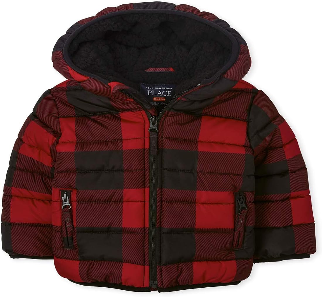 Amazon.com: The Children's Place boys Toddler Buffalo Plaid Puffer ...