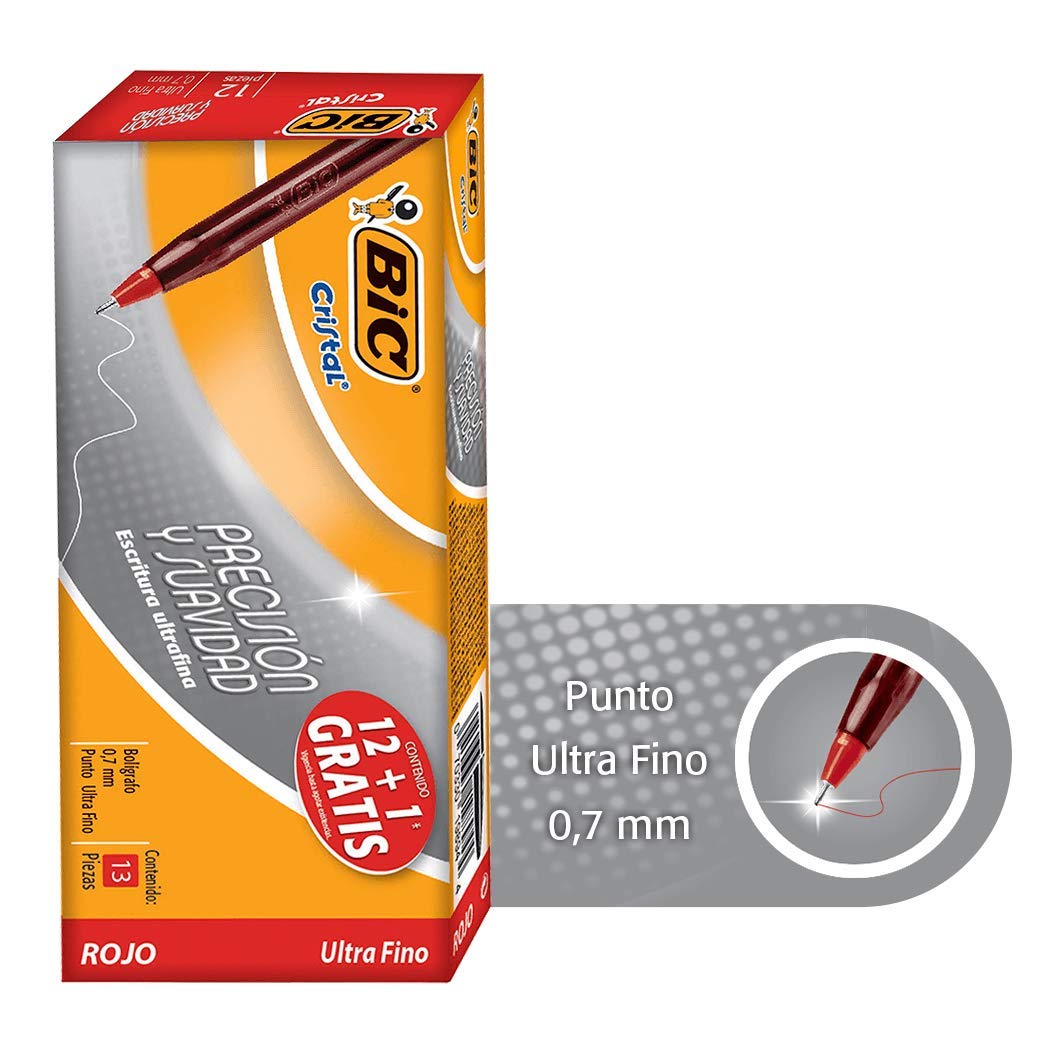 BIC Bol. Cristal Precisión y Suavidad Rojo 12 piezas.: Amazon.com.mx ...