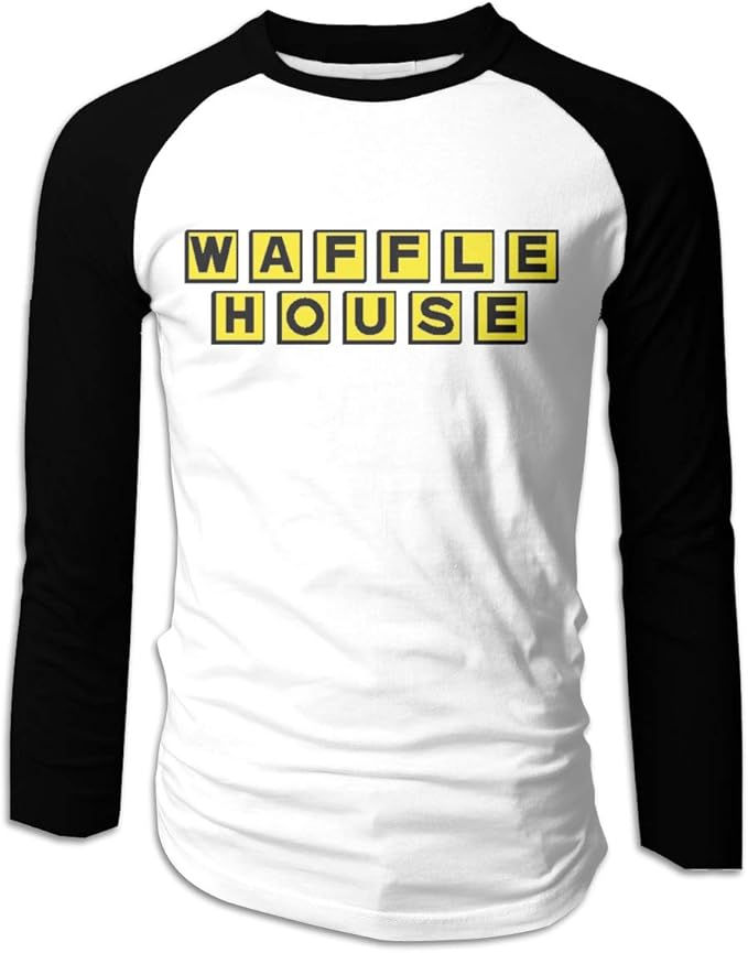 Caiondliil Men's Funny Waffle House Logo Gift Long Sleeve Raglan ...