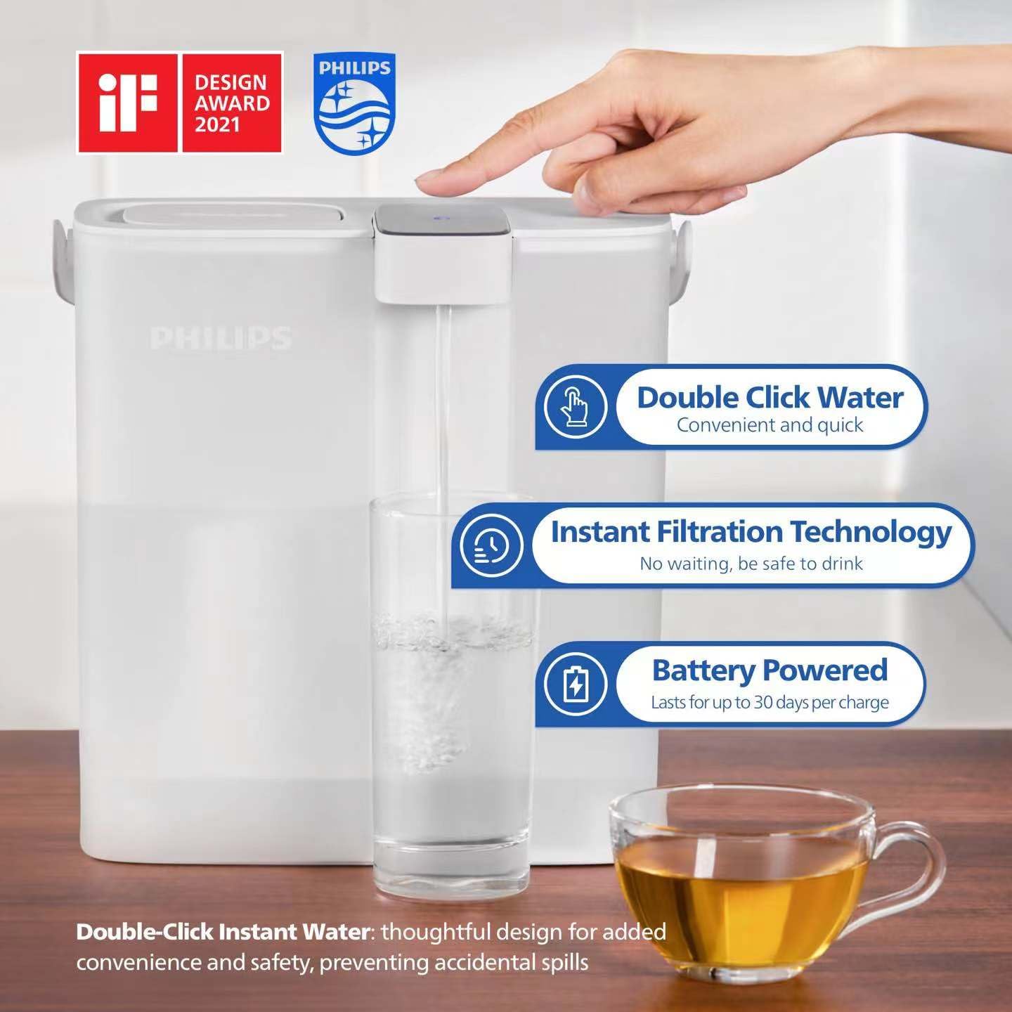 Mua PHILIPS GoZero Next-gen Instant Water Filter Pitcher, Rechargeable ...